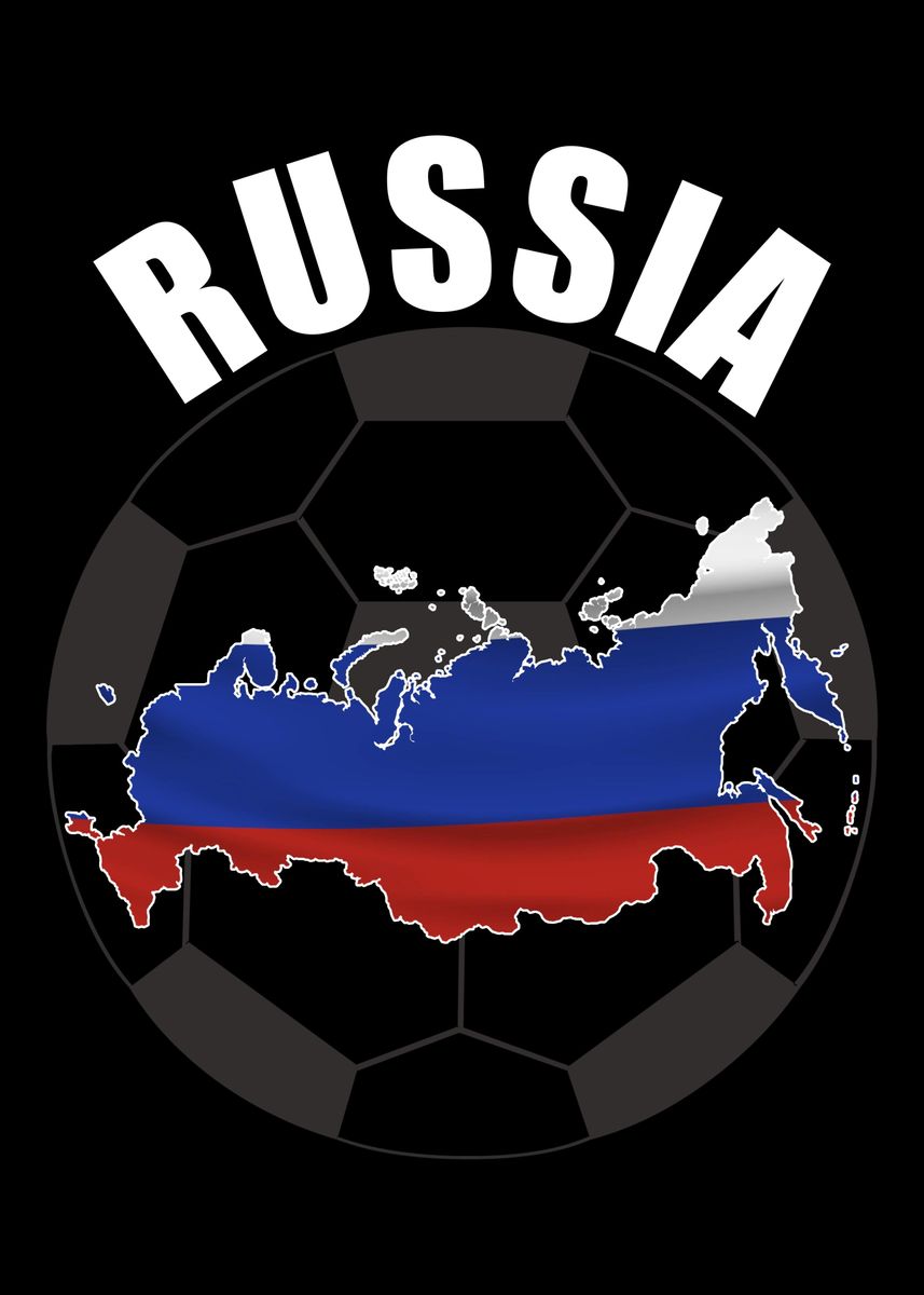 'Russia Map in Football Gra' Poster, picture, metal print, paint by ...