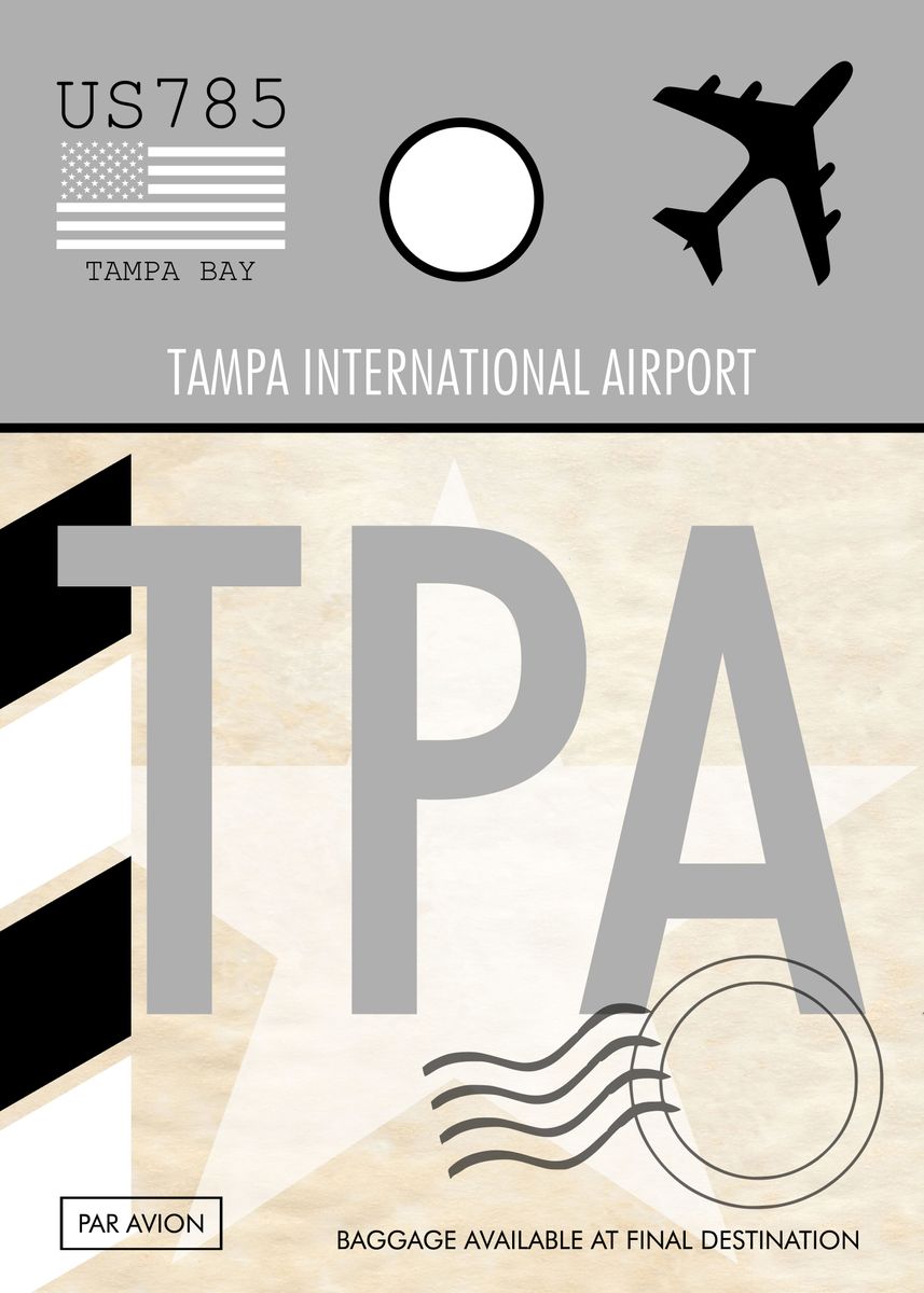 'TAMPA AIRPORT TPA' Poster, picture, metal print, paint by Atomic ...