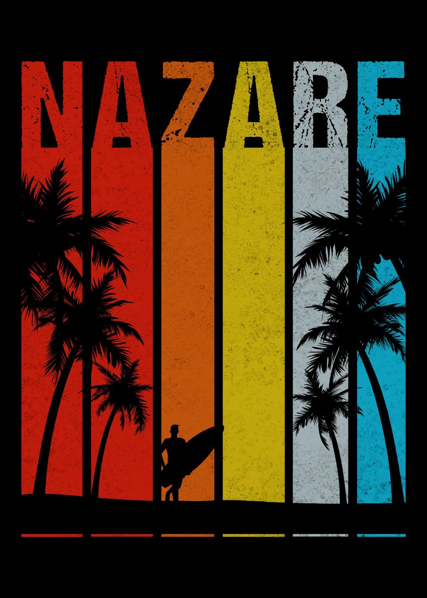 'Nazare Portugal Surfing Ge' Poster, picture, metal print, paint by ...