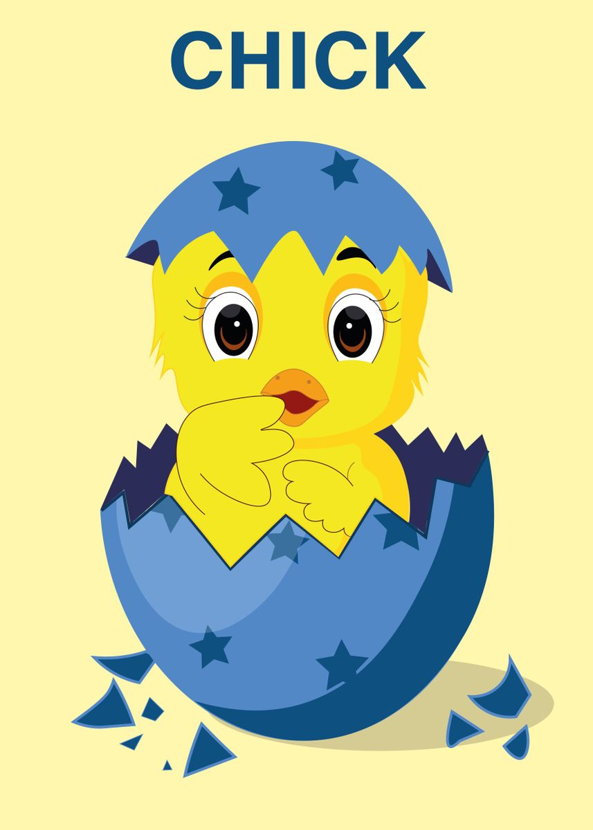 'chick poster' Poster, picture, metal print, paint by Clemjst | Displate