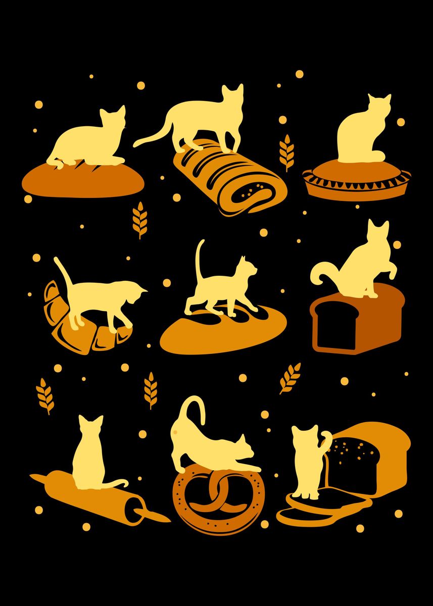 'Baker Bread Pastry Cat' Poster by Sebastian Wünsche | Displate