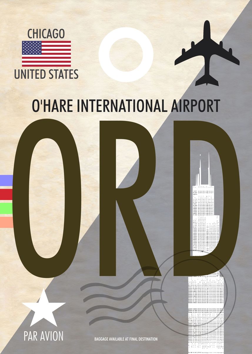 'OHARE AIRPORT ORD' Poster, picture, metal print, paint by Atomic ...