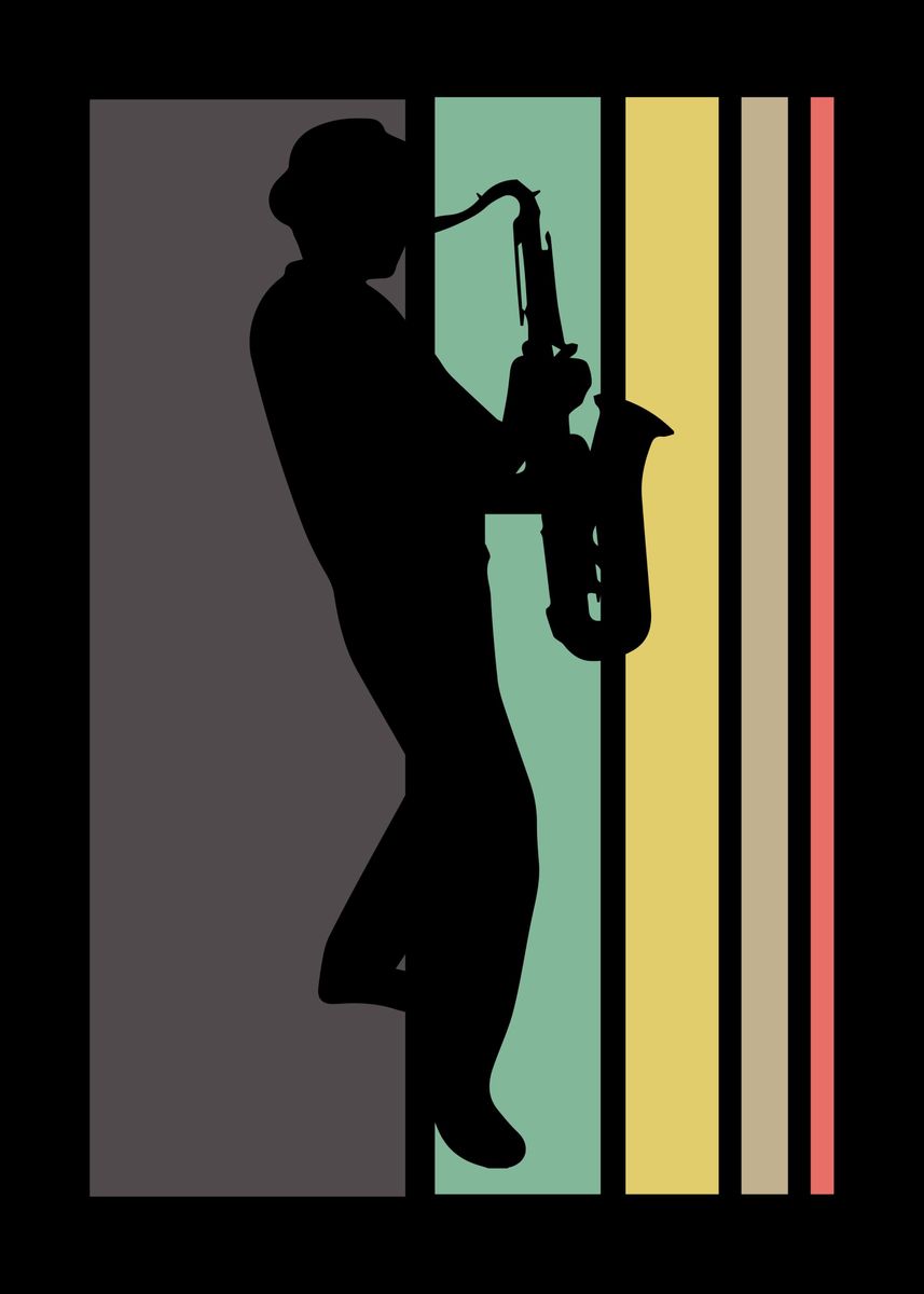'Vintage Saxophonist' Poster, picture, metal print, paint by ...