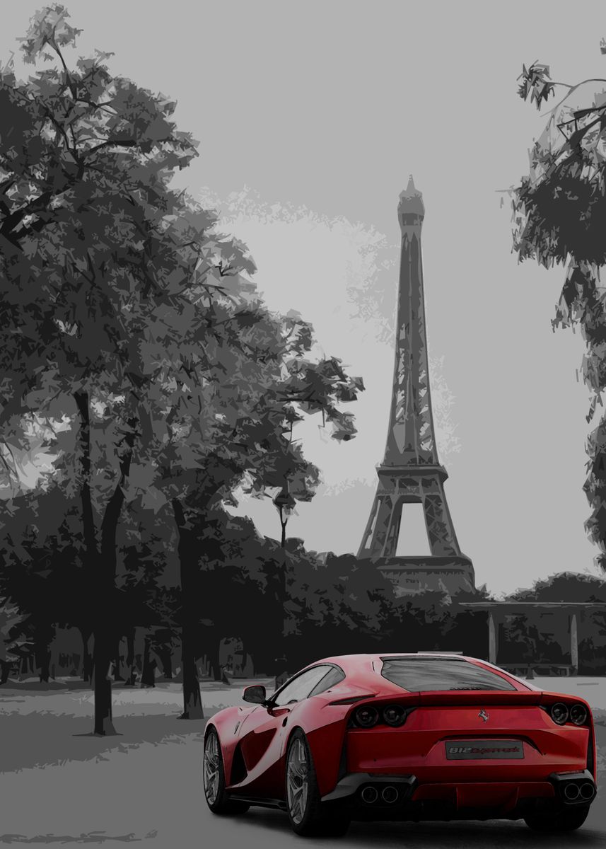 'Ferrari in Paris' Poster by Nikola Stisovic | Displate