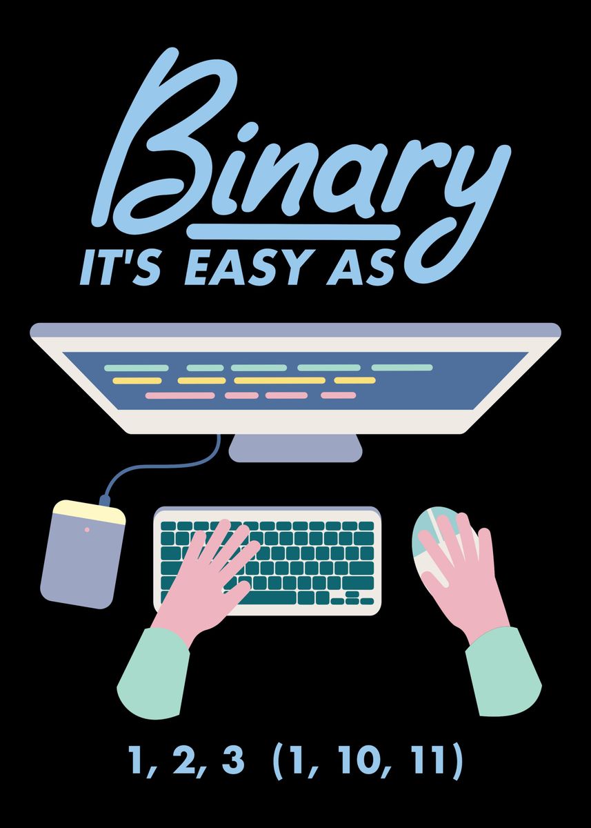 'Binary Its Easy As 1 2 3 ' Poster, picture, metal print, paint by Uwe ...