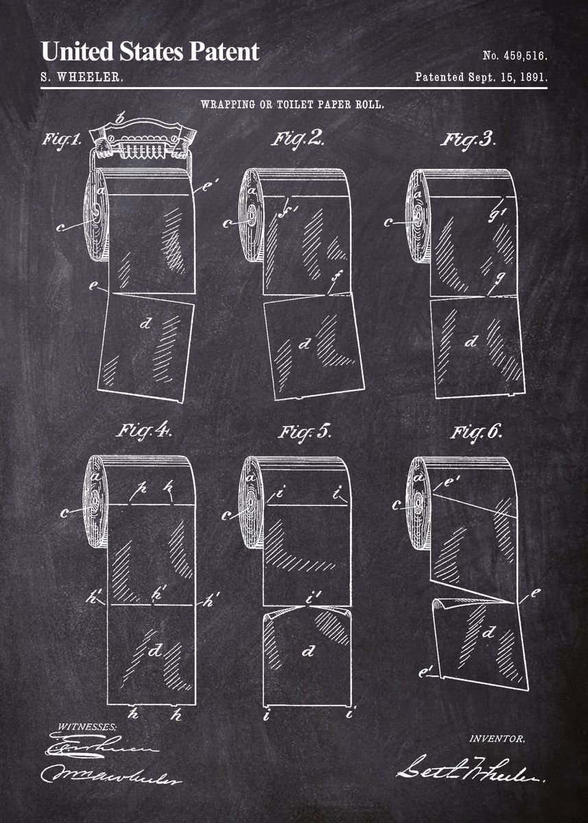 '1891 toilet paper roll ' Poster, picture, metal print, paint by ...