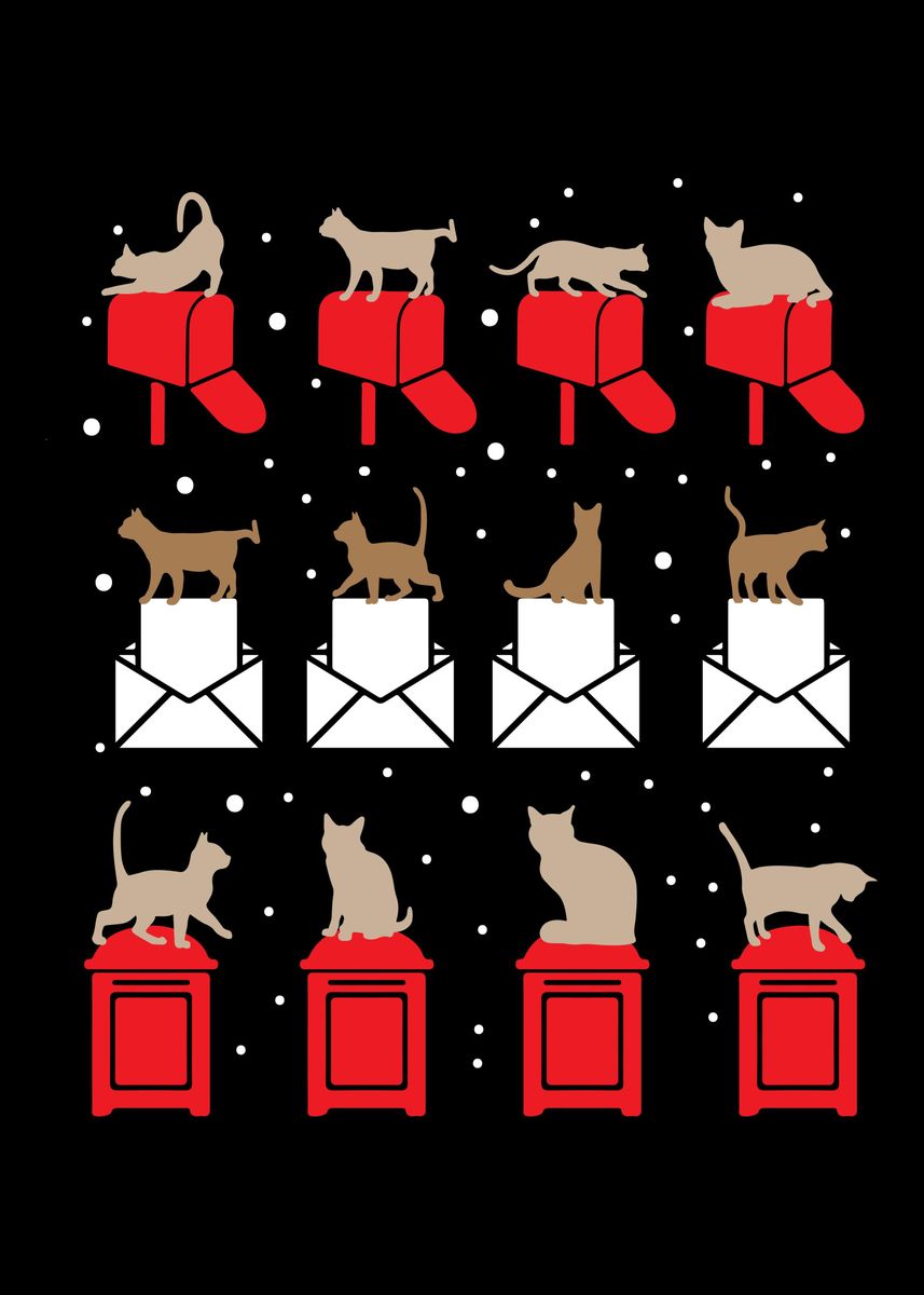 'Postman Mail Letter Cat' Poster, picture, metal print, paint by ...