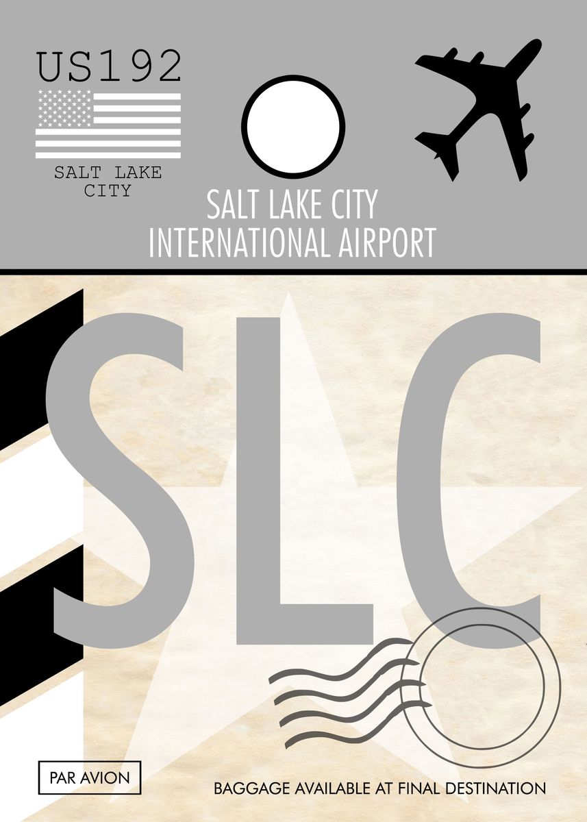 'SALT LAKE CITY AIRPORT SLC' Poster, picture, metal print, paint by ...