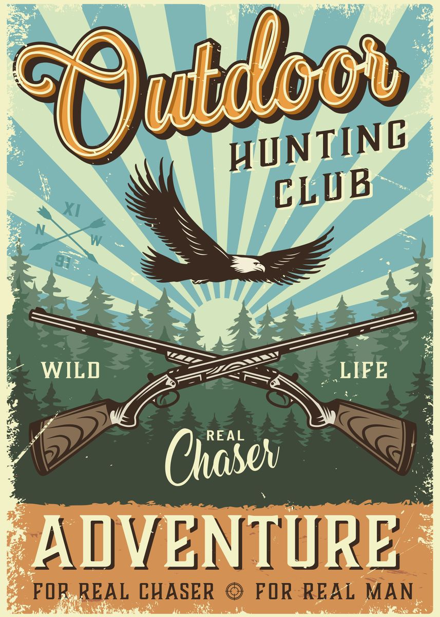 'Vintage Outdoor Eagle Hunt' Poster, picture, metal print, paint by ...