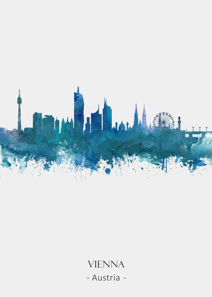 'Vienna Skyline' Poster, picture, metal print, paint by Hristiyana ...