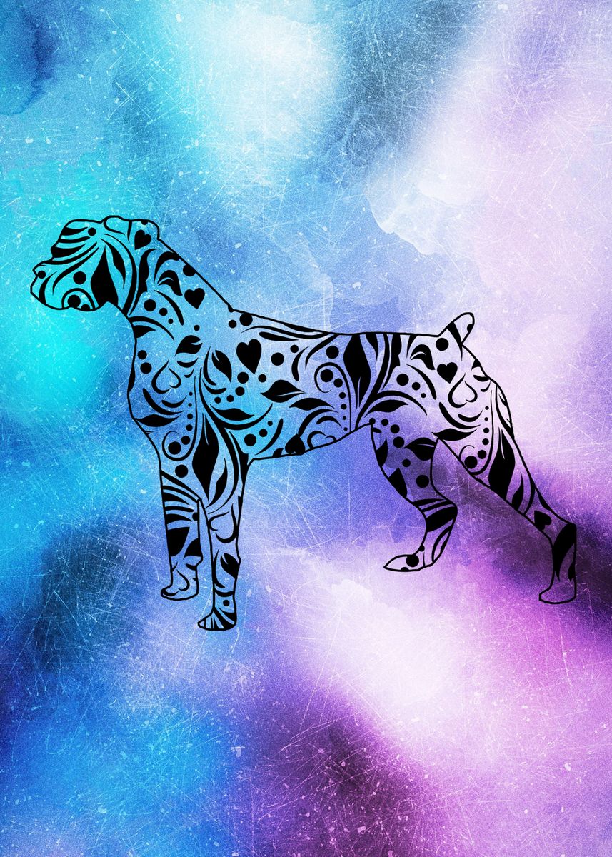 'Boxer Mandala Watercolour' Poster, picture, metal print, paint by ...