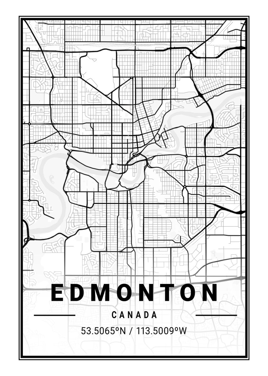 'Edmonton Light City Map' Poster, picture, metal print, paint by Tien ...