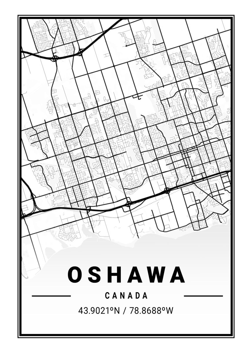 'Oshawa Light City Map' Poster by Tien Stencil | Displate