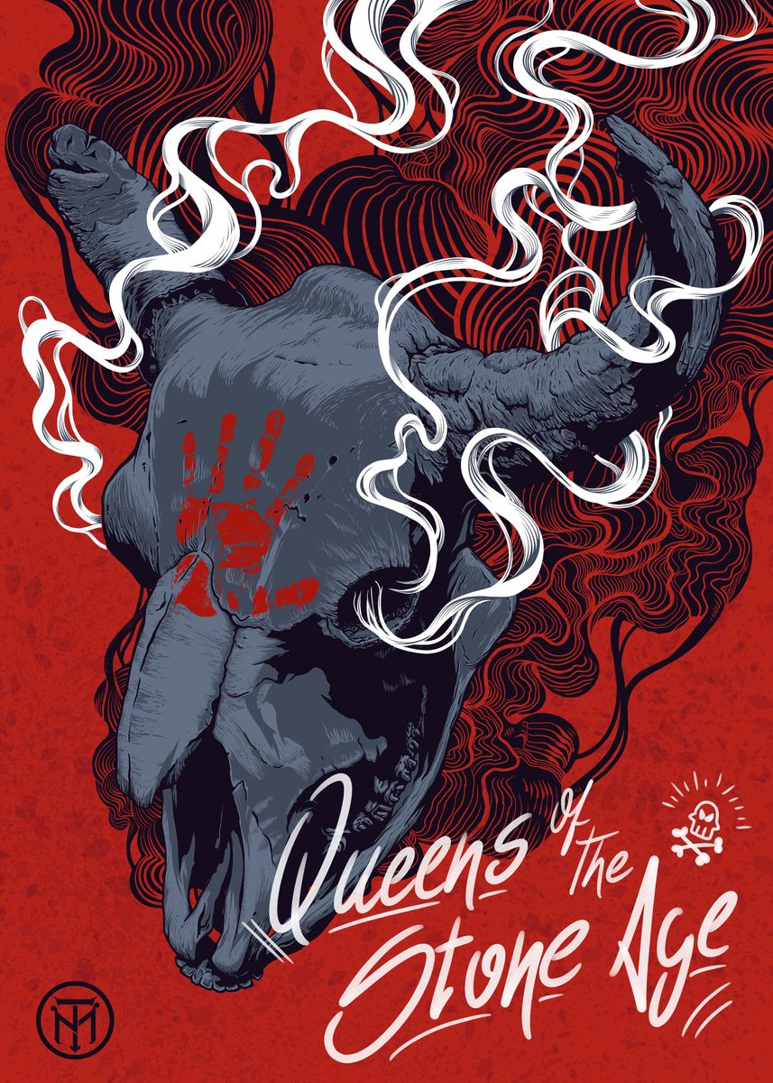 'QOTSA Buffalo Skull' Poster, picture, metal print, paint by ...