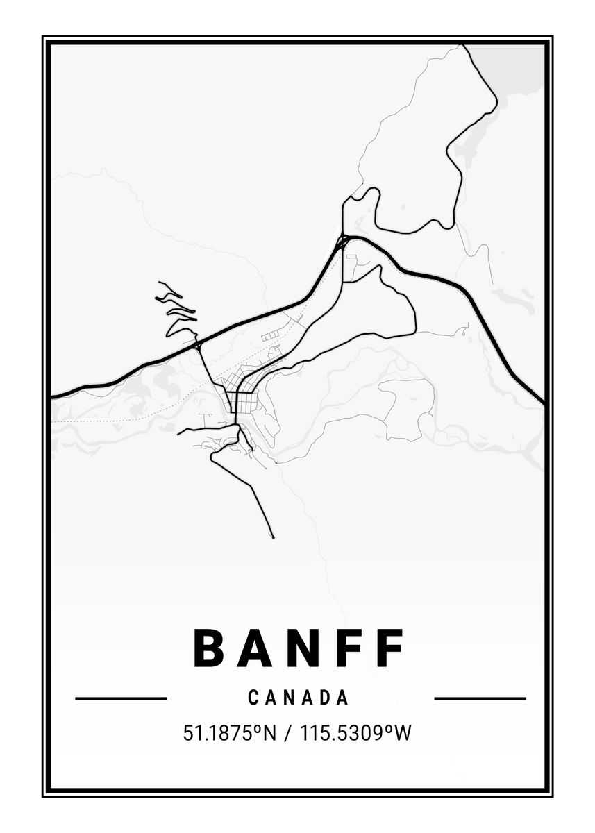 'Banff Light City Map' Poster by Tien Stencil | Displate