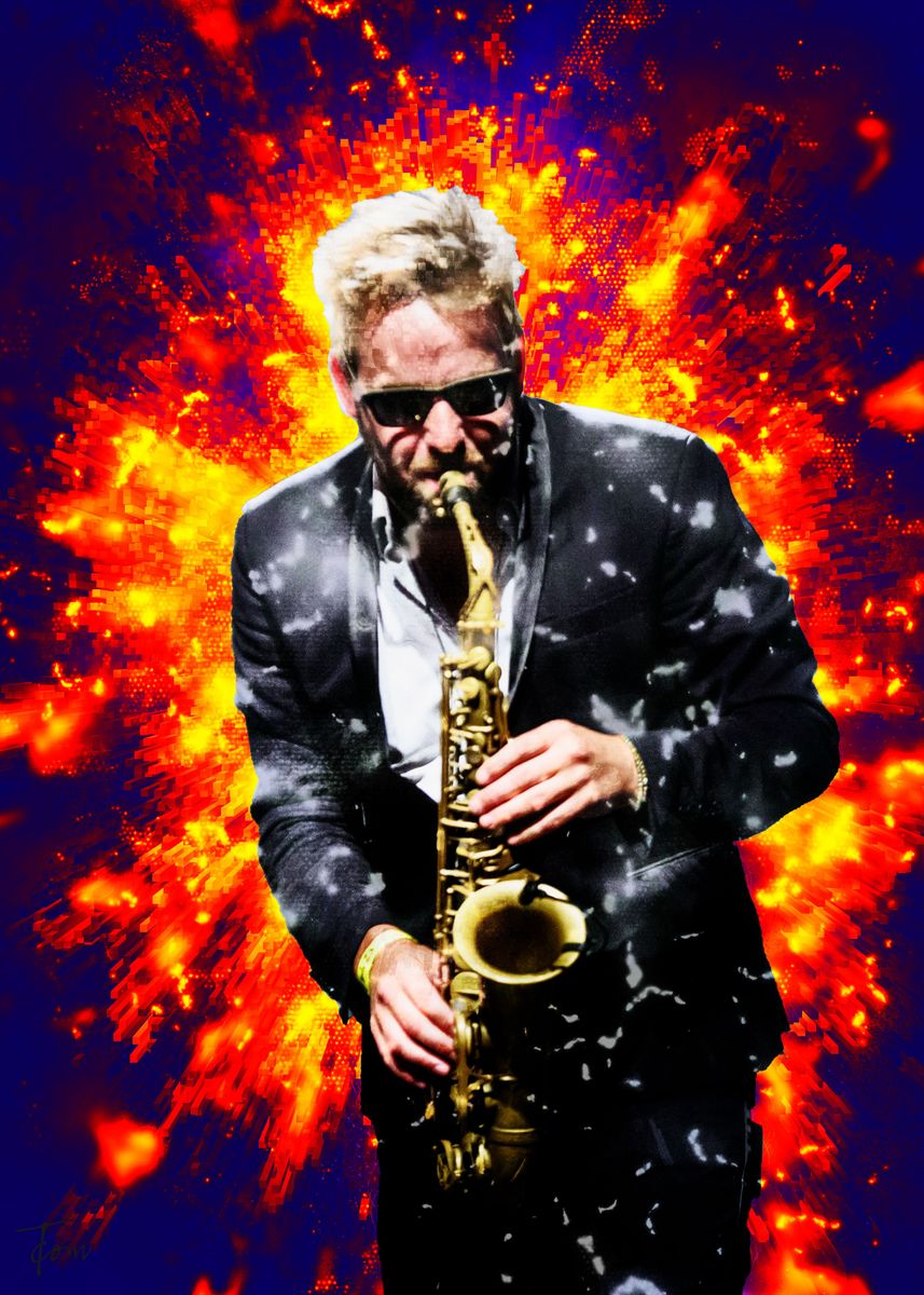 'Sax player' Poster, picture, metal print, paint by Petra Rommelfanger ...