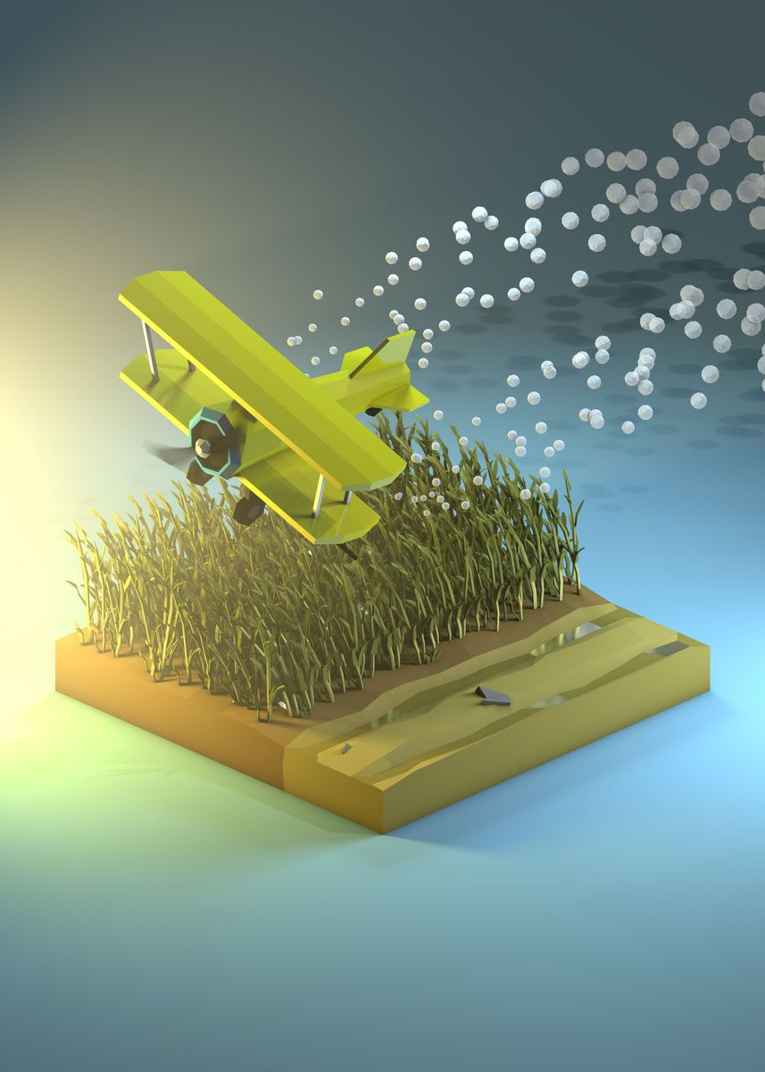 'Biplane Low Poly' Poster, picture, metal print, paint by Pelopoly ...