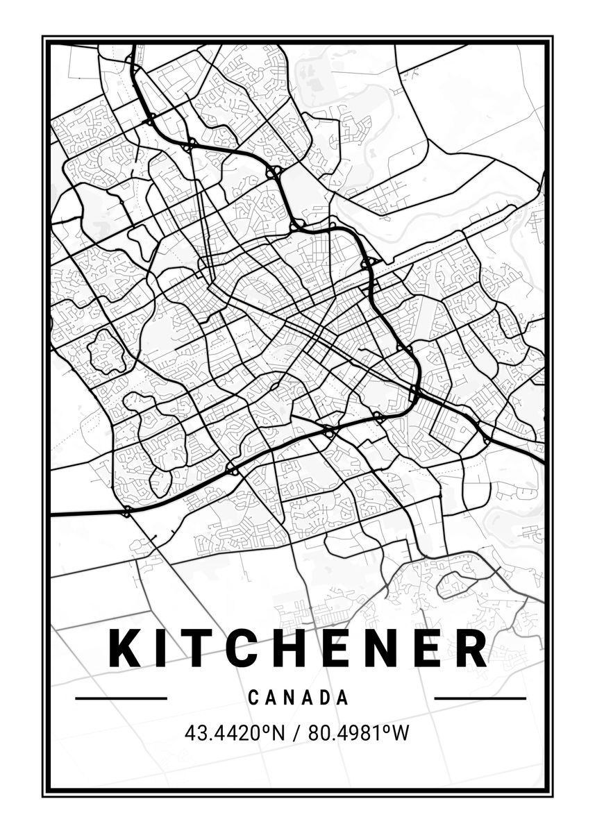 'Kitchener Light City Map' Poster, picture, metal print, paint by Tien ...