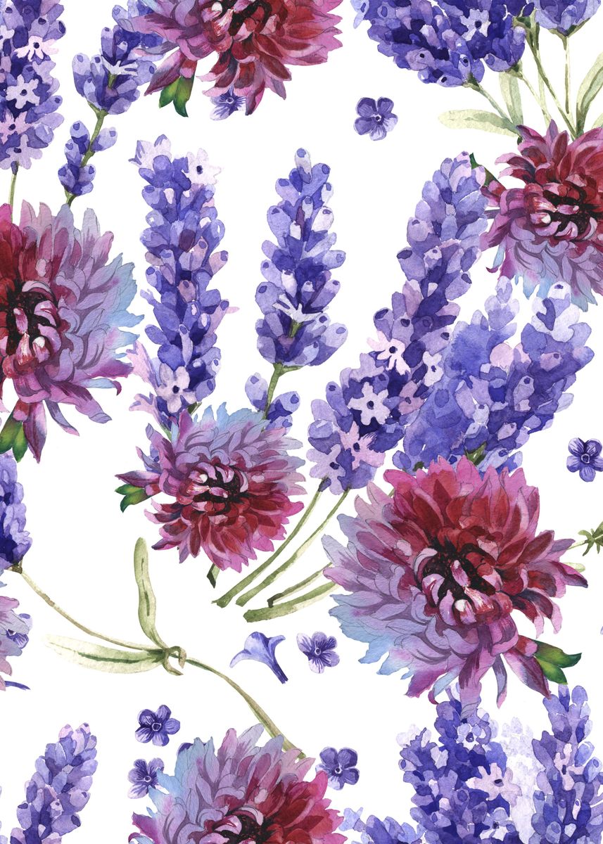 'Lavender Pattern 03' Poster, picture, metal print, paint by Aloke ...