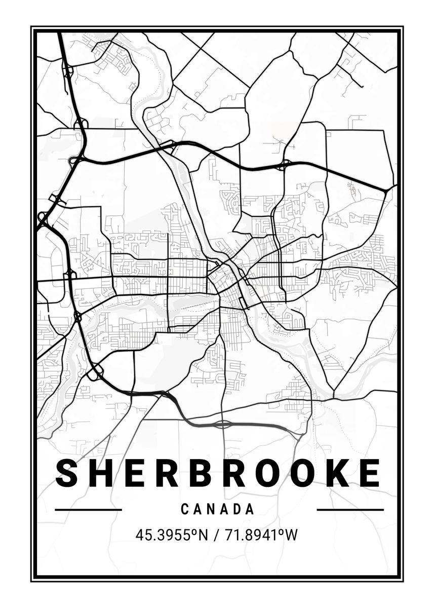 'Sherbrooke Light City Map' Poster, picture, metal print, paint by Tien ...