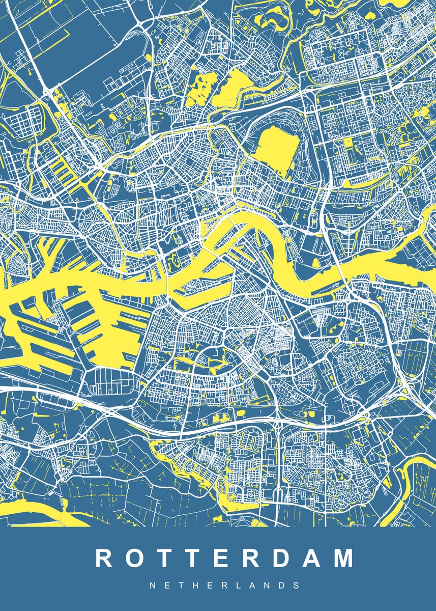 'Map Rotterdam Netherlands' Poster by UrbanMaps | Displate