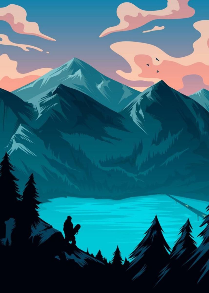 'Berg' Poster, picture, metal print, paint by Dafa saga | Displate