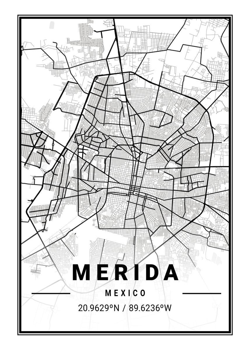 'Merida Light City Map' Poster, picture, metal print, paint by Tien ...