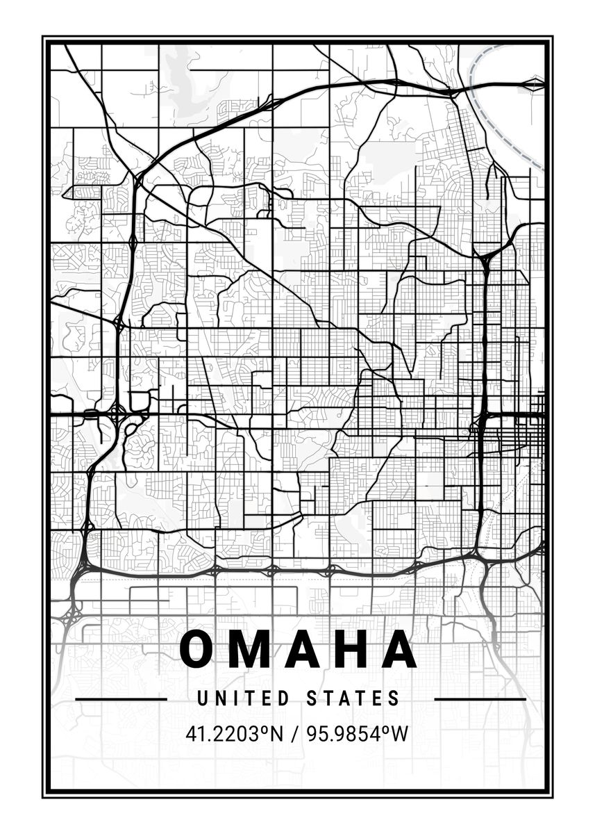 'Omaha Light City Map' Poster, picture, metal print, paint by Tien ...