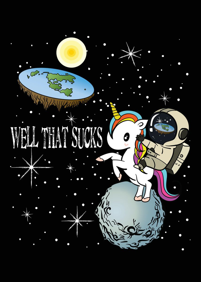 'Flat Earth Funny' Poster, picture, metal print, paint by ...