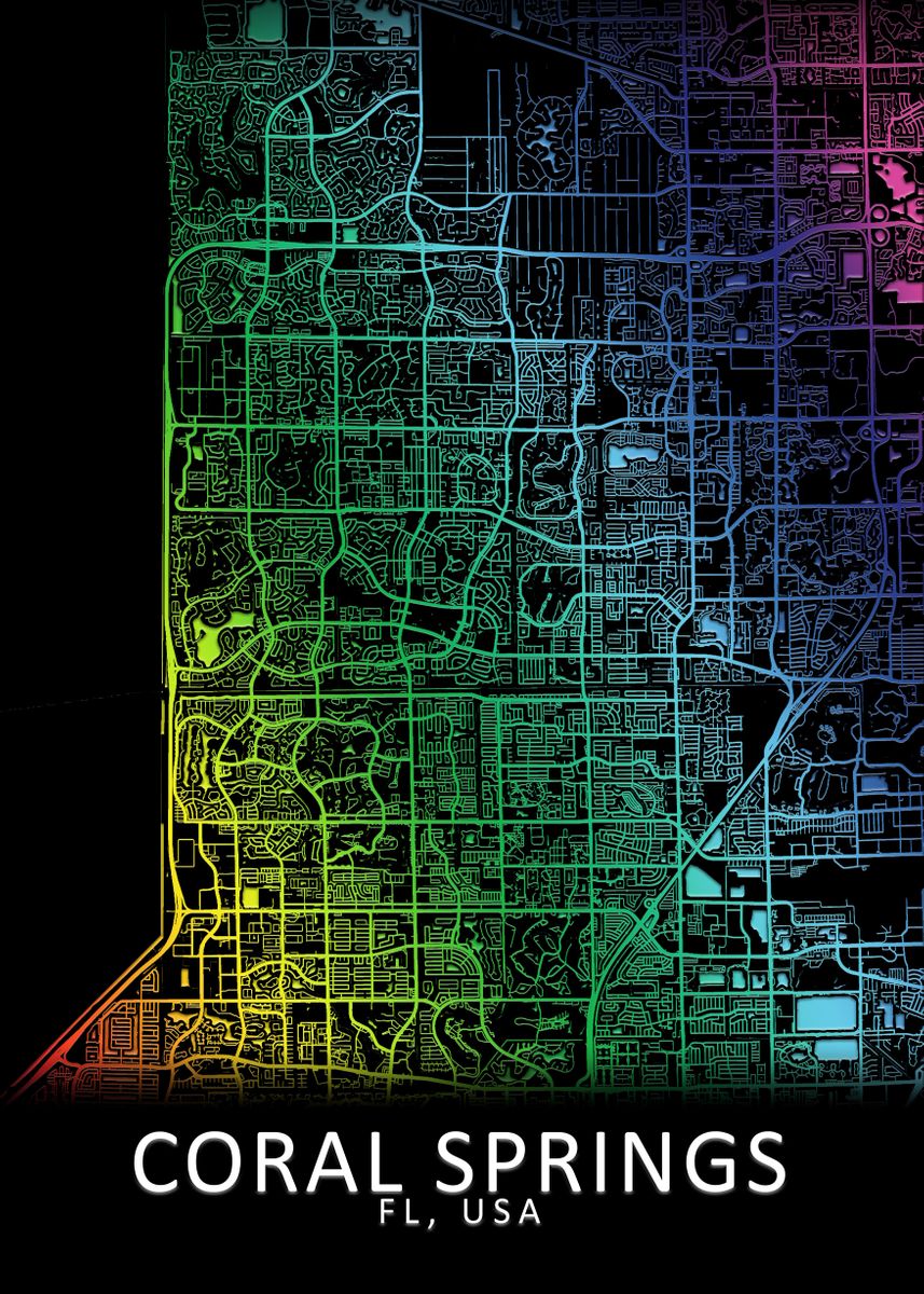 'Coral Springs FL USA ' Poster, picture, metal print, paint by City Map ...