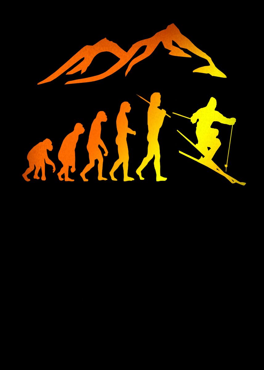 'Ski evolution skier snow' Poster, picture, metal print, paint by ...