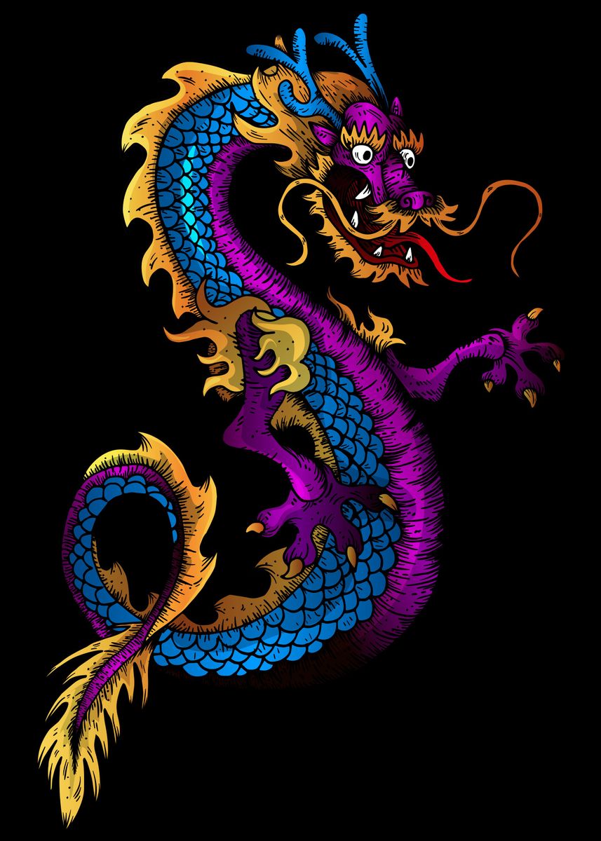 'Colorful Japanese Dragon' Poster, picture, metal print, paint by ...