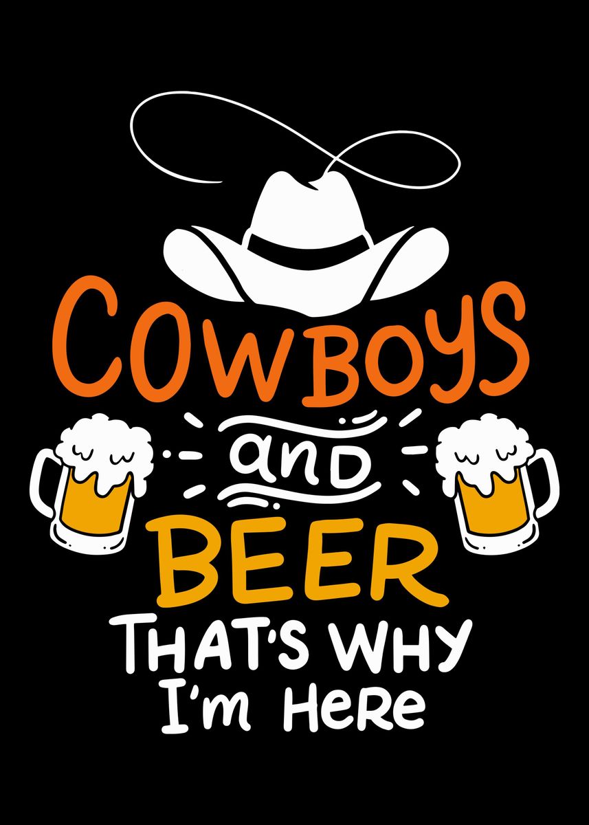 'Cowboys Beer western' Poster by Sebastian Wünsche | Displate