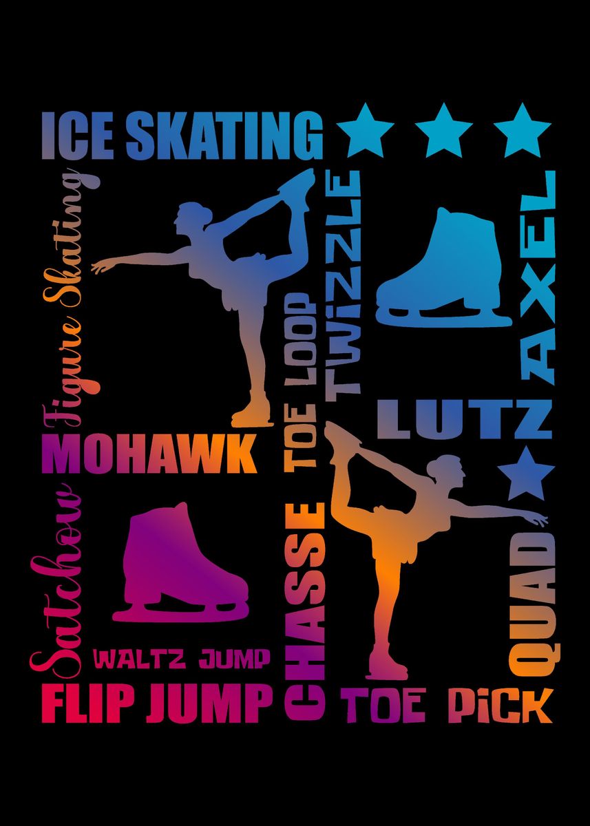 'Figure Skating Ice Skater ' Poster, picture, metal print, paint by ...