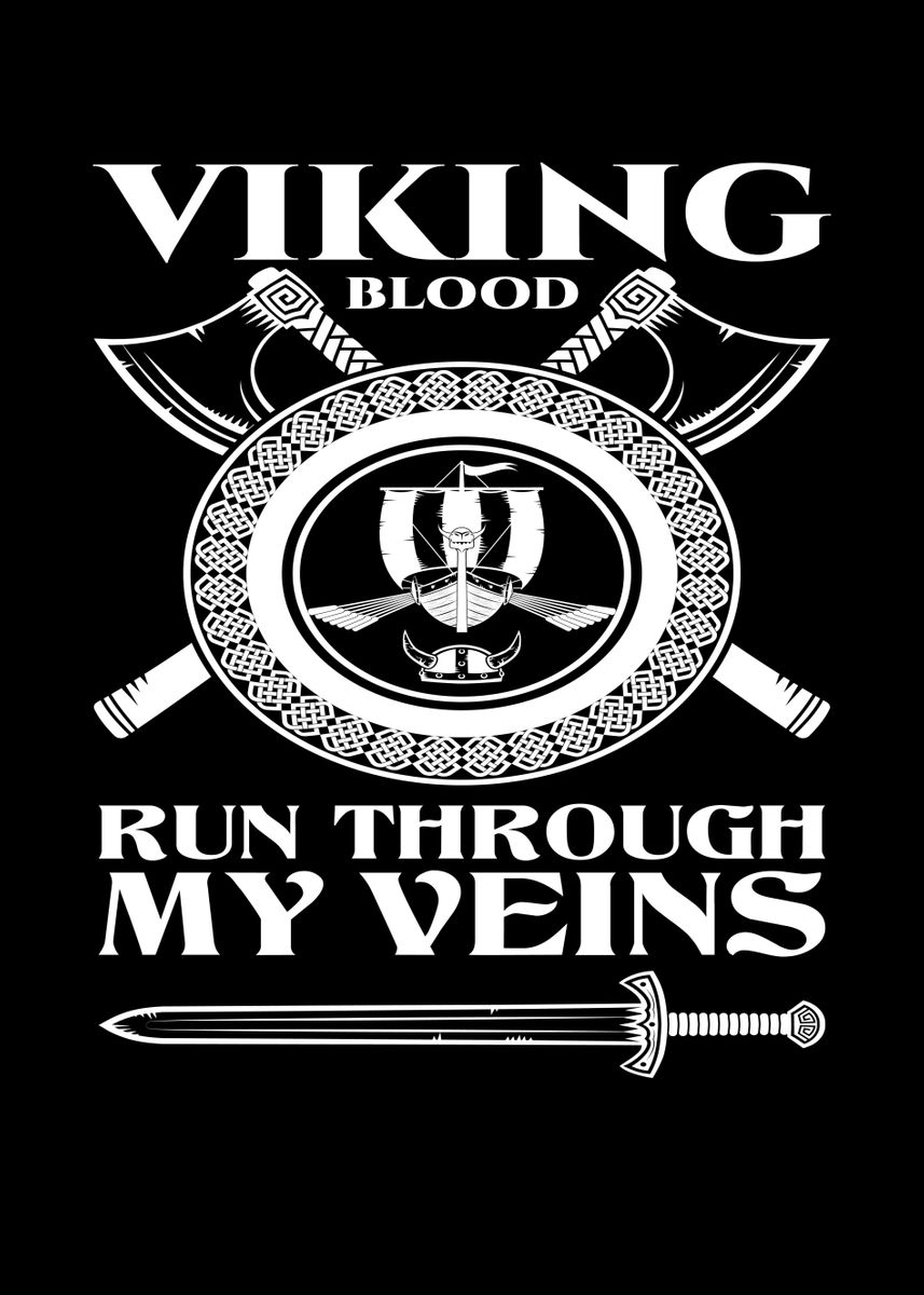 'Viking Blood Nordic Rune' Poster, picture, metal print, paint by Mooon ...