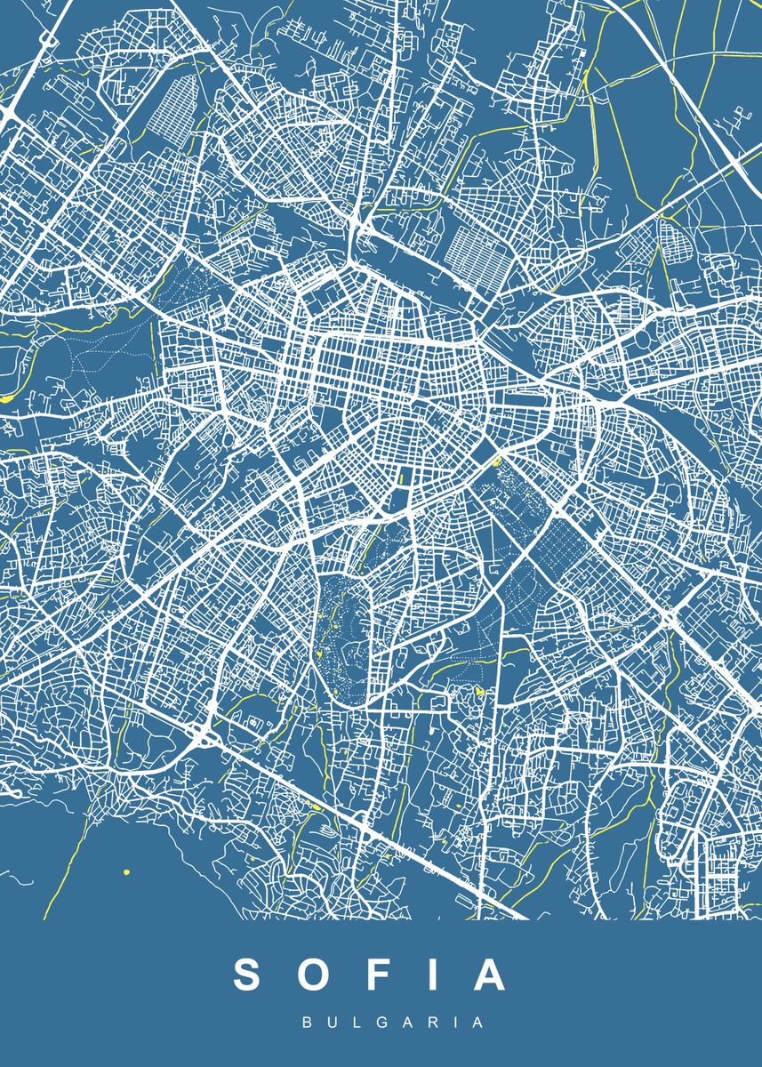 'Map Sofia Bulgaria' Poster by UrbanMaps | Displate