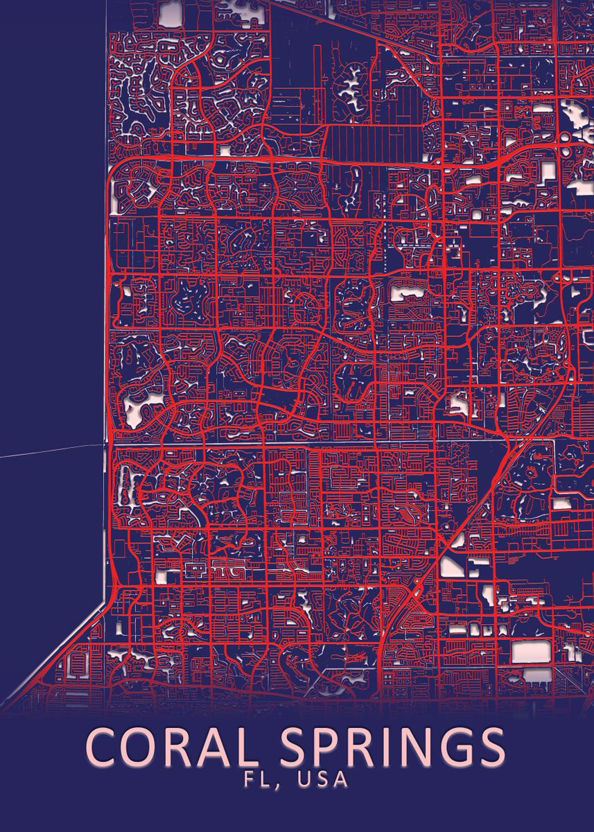 'Coral Springs FL USA ' Poster, picture, metal print, paint by City Map ...