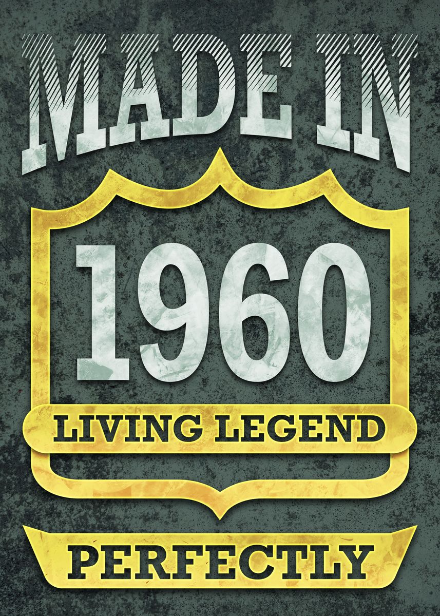 'Made In 1960 Birthday Gift' Poster, picture, metal print, paint by ...