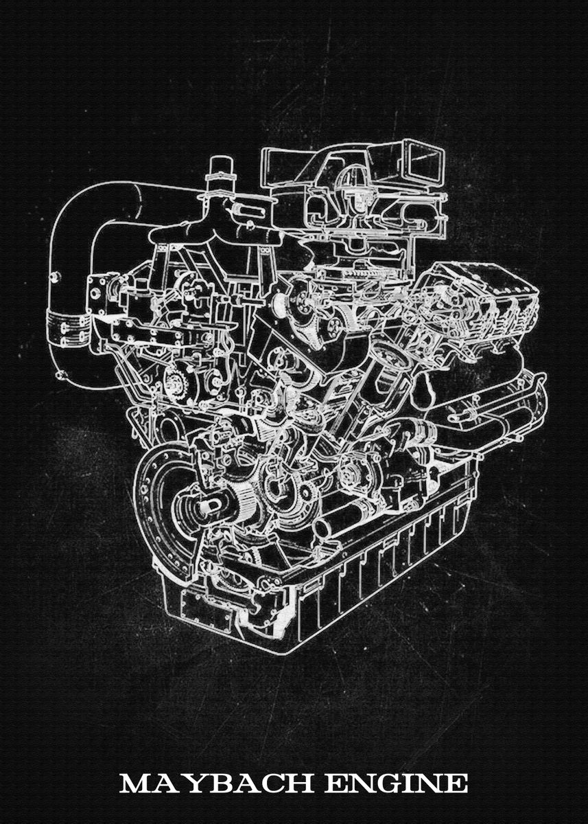 'MAYBACH ENGINE' Poster, picture, metal print, paint by JAT DESIGNS ...