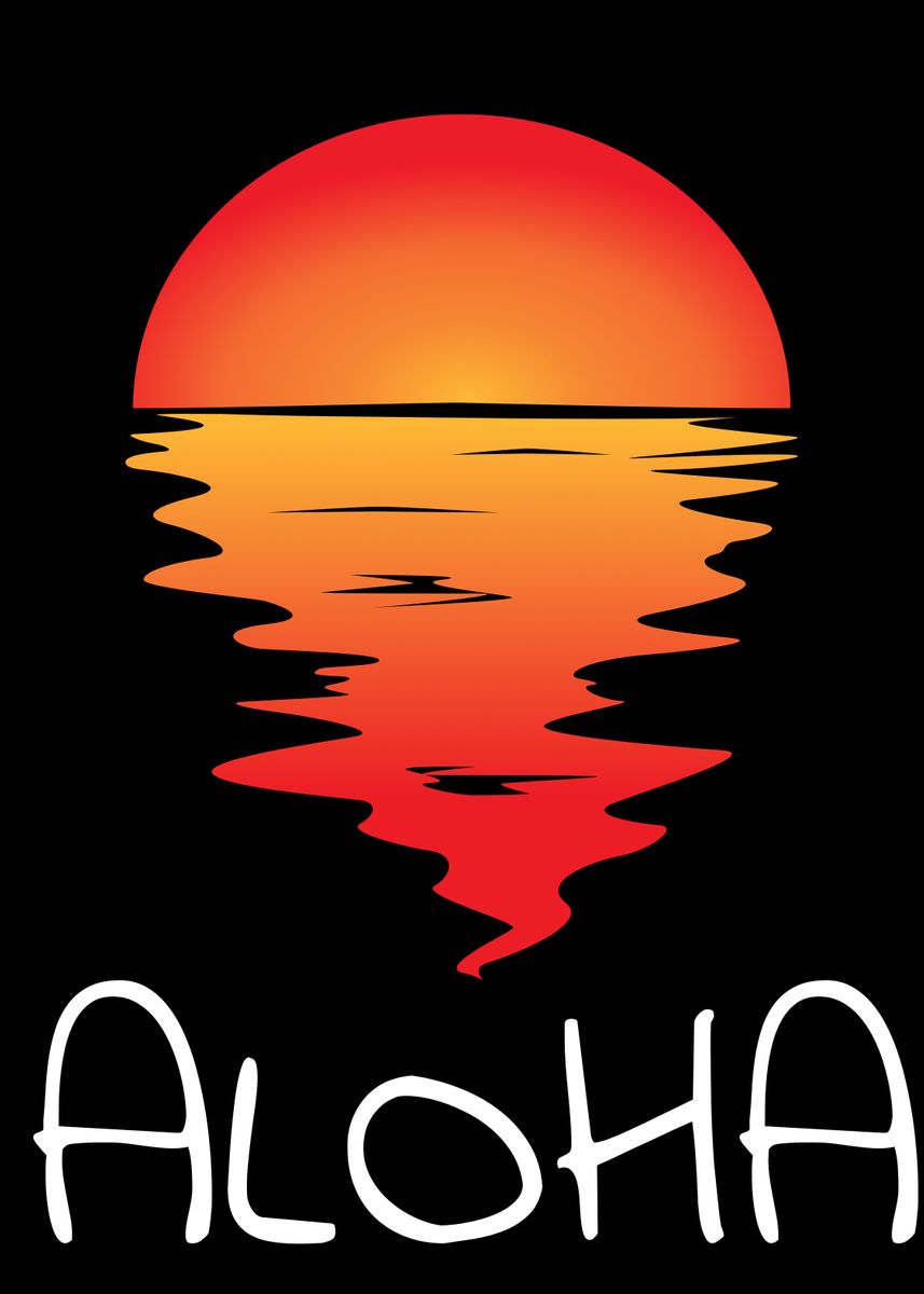 'Aloha Sunset' Poster, picture, metal print, paint by Never Try Designs ...