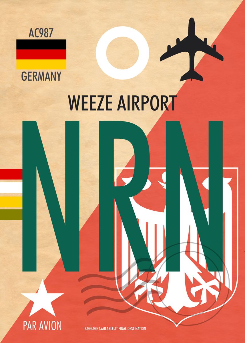 'WEEZE AIRPORT NRN' Poster, picture, metal print, paint by Atomic Chinook | Displate