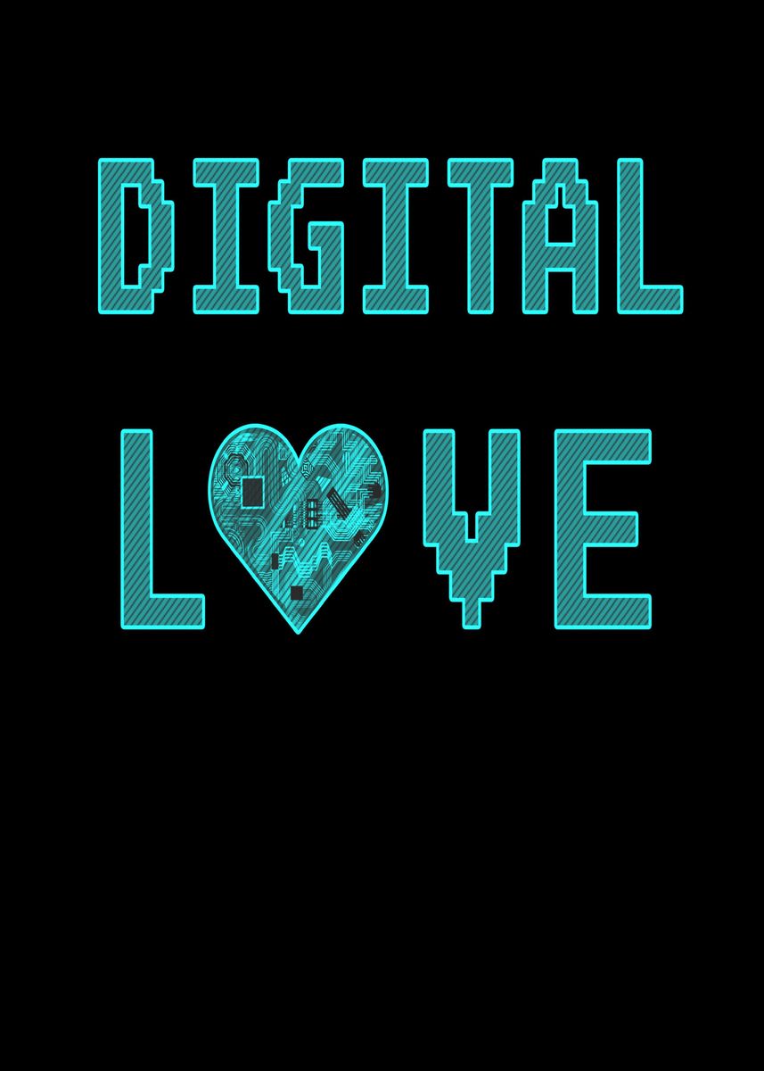 'Digital Love Love Heart' Poster, picture, metal print, paint by ...