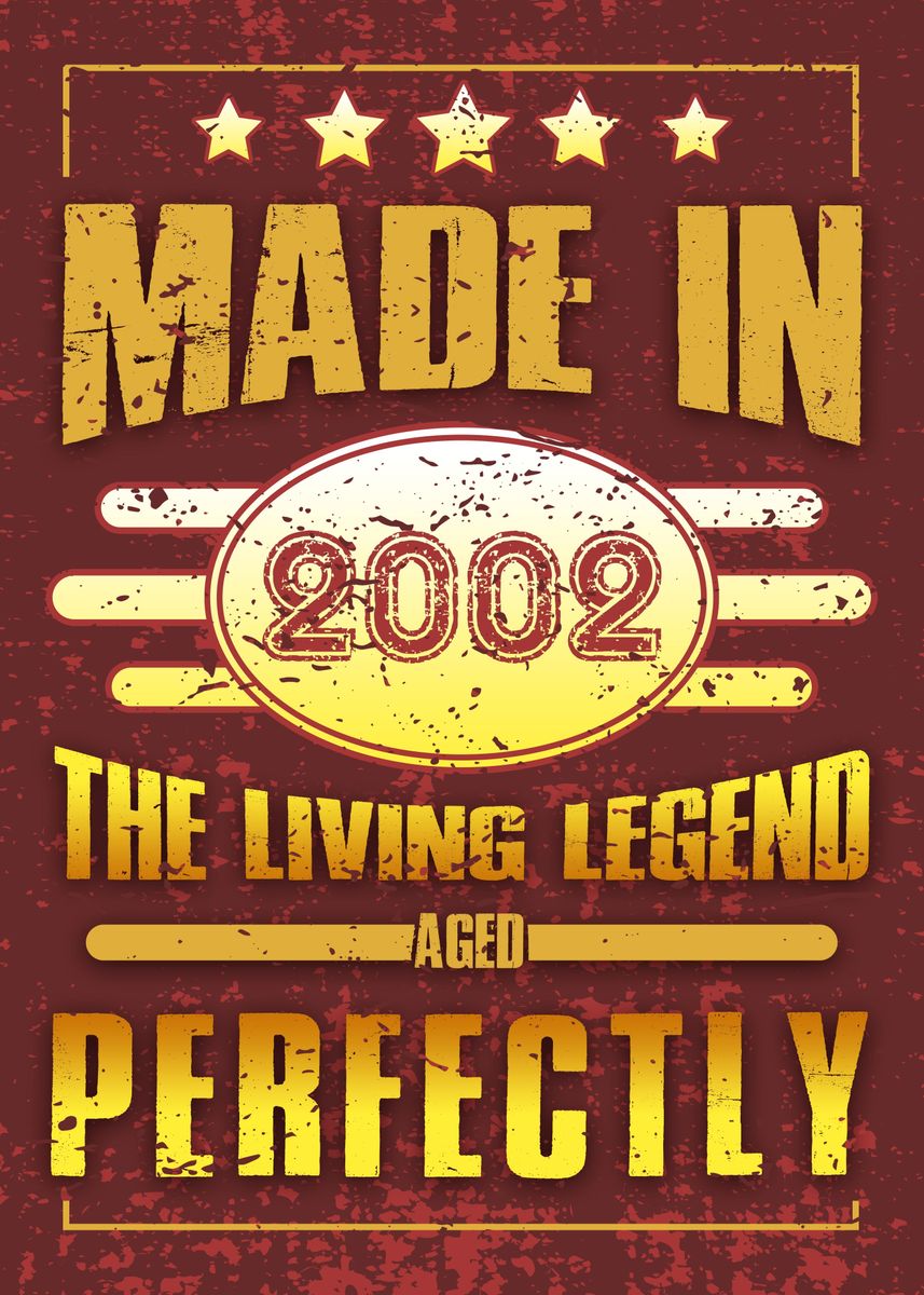 'Made In 2002 Living Legend' Poster, picture, metal print, paint by ...