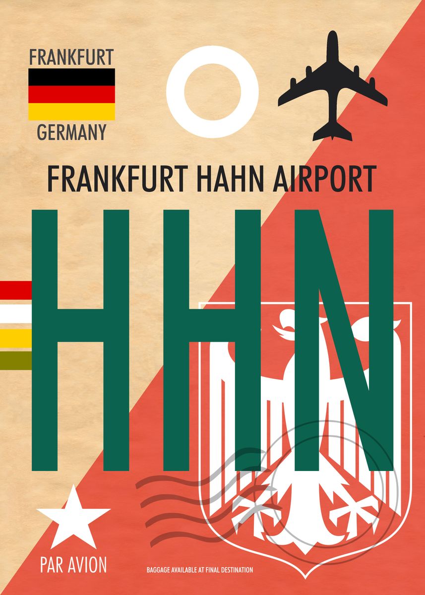 'FRANKFURT AIRPORT HHN' Poster, picture, metal print, paint by Atomic ...