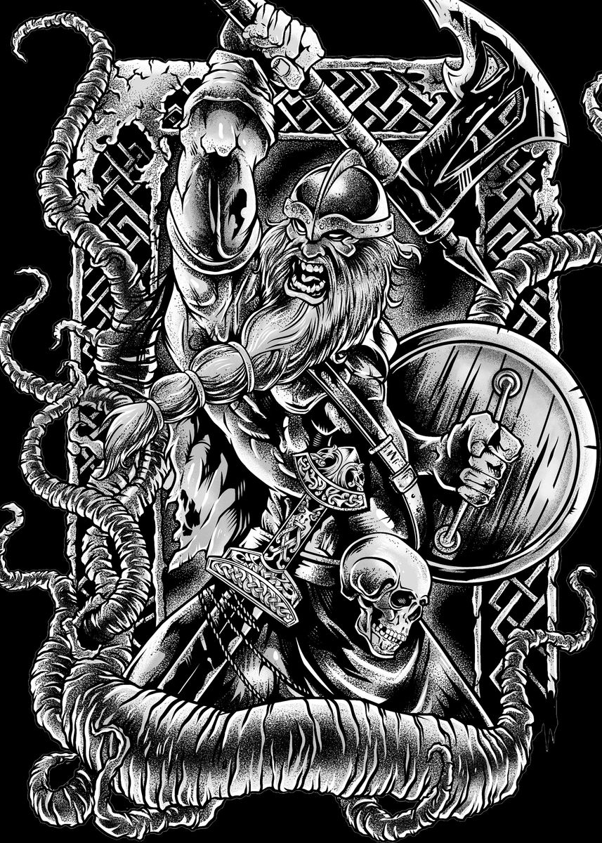 'Viking Axes Midgard' Poster, picture, metal print, paint by Saphira Design | Displate