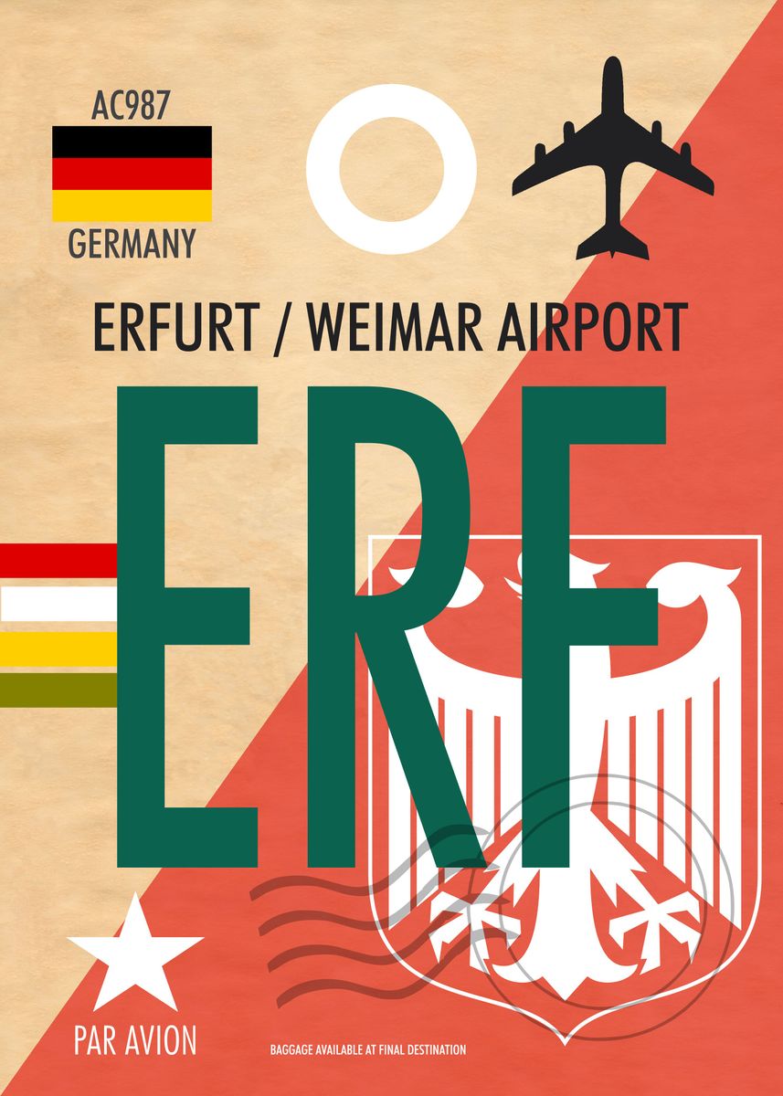 'ERFURT WEIMAR AIRPORT ERF' Poster, picture, metal print, paint by Atomic Chinook | Displate