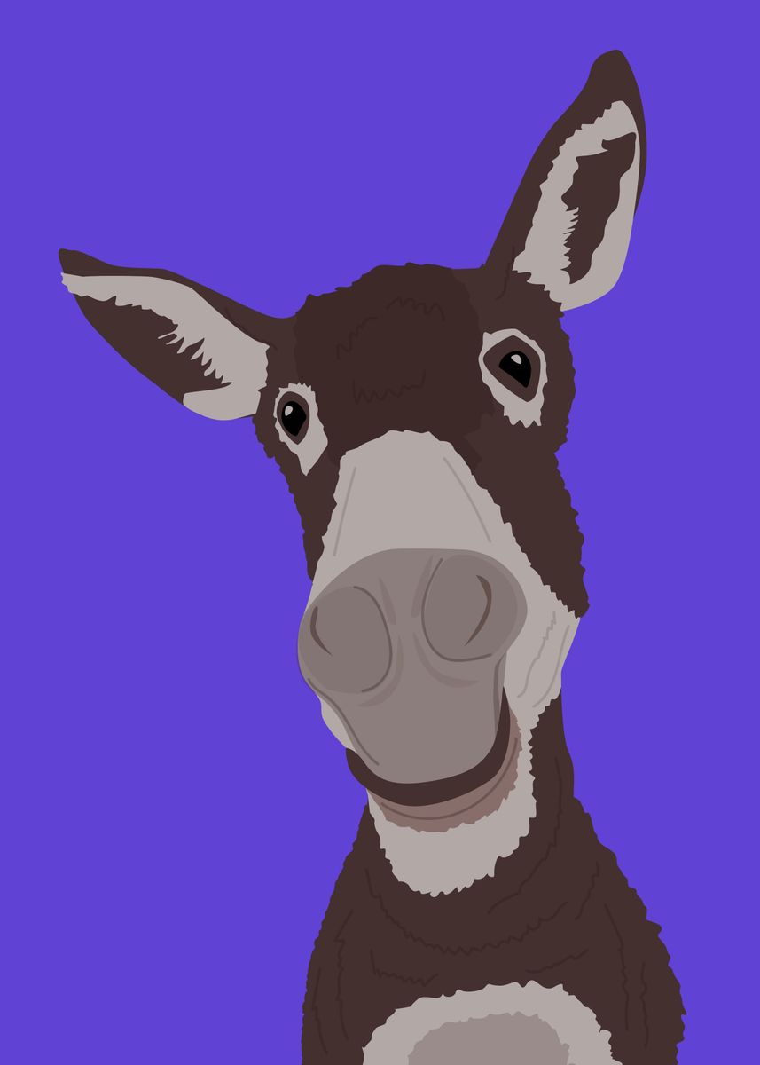 'Donkey Face' Poster, picture, metal print, paint by HighLevel | Displate