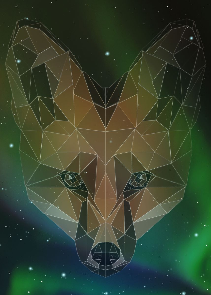'Polygon Fox Face' Poster by Patrick Geiss | Displate