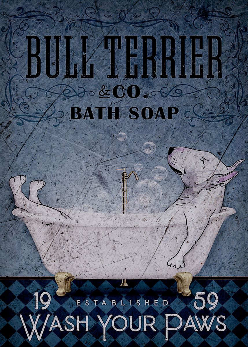 'Bull Terrier' Poster, picture, metal print, paint by Nick Cournoyer ...
