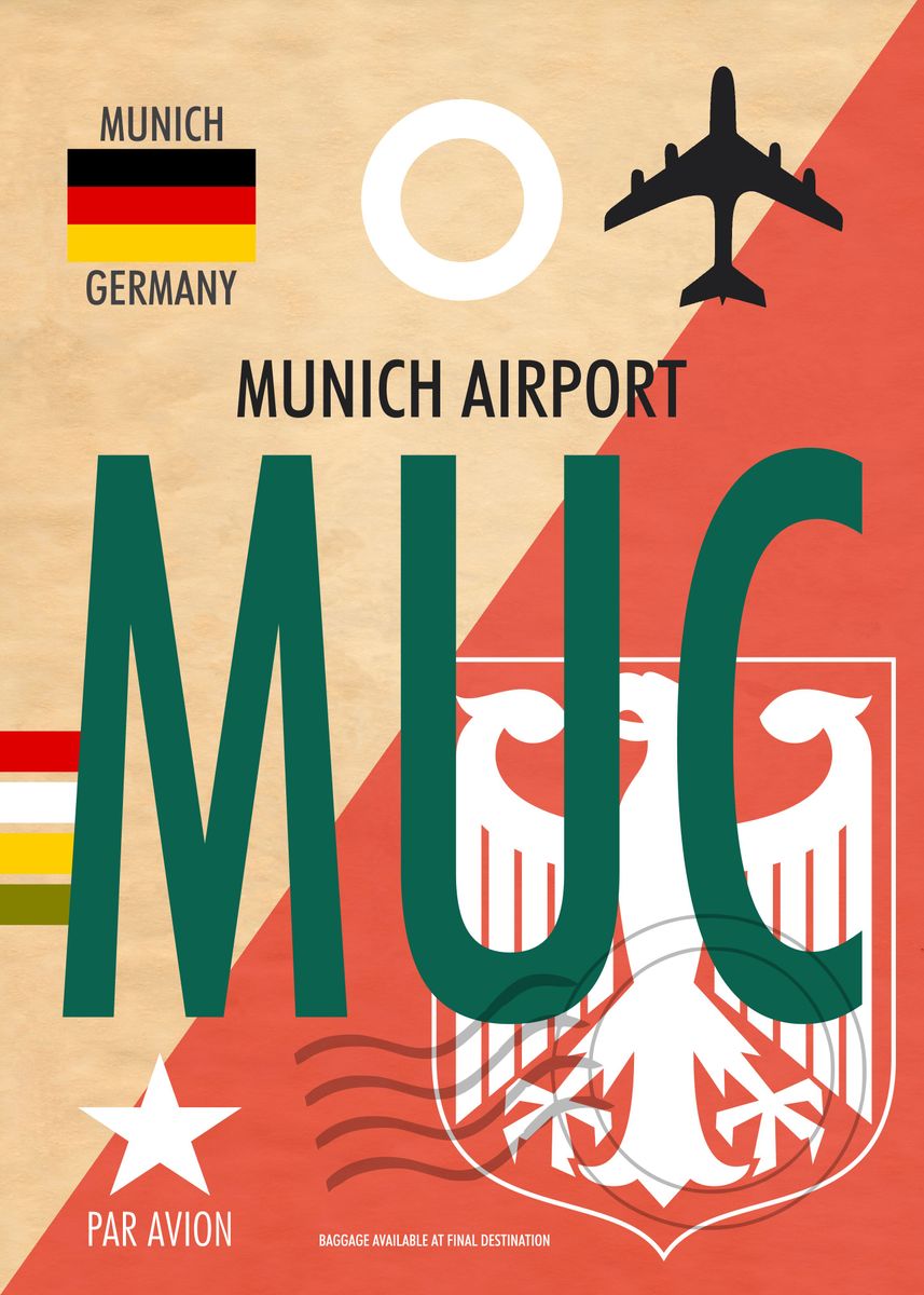 'MUNICH AIRPORT MUC' Poster, picture, metal print, paint by Atomic Chinook | Displate